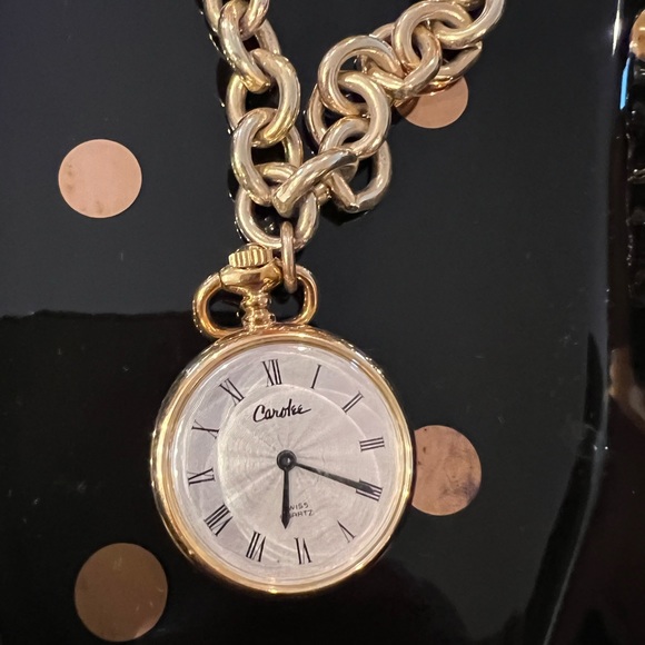 Carolee | Jewelry | Vintage Carolee Swiss Watch Pendant Gold Pearl ...